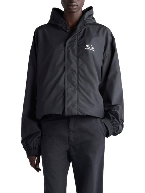 BALENCIAGA Logo Hooded Windbreaker Jacket